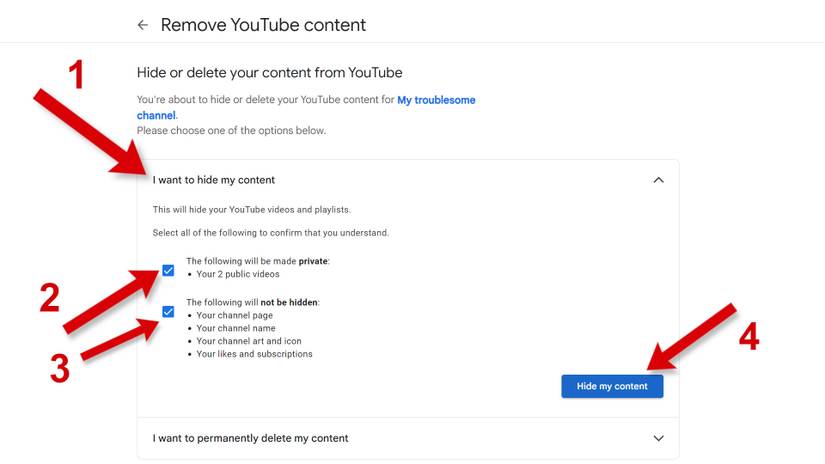 How to quickly delete a YouTube channel
