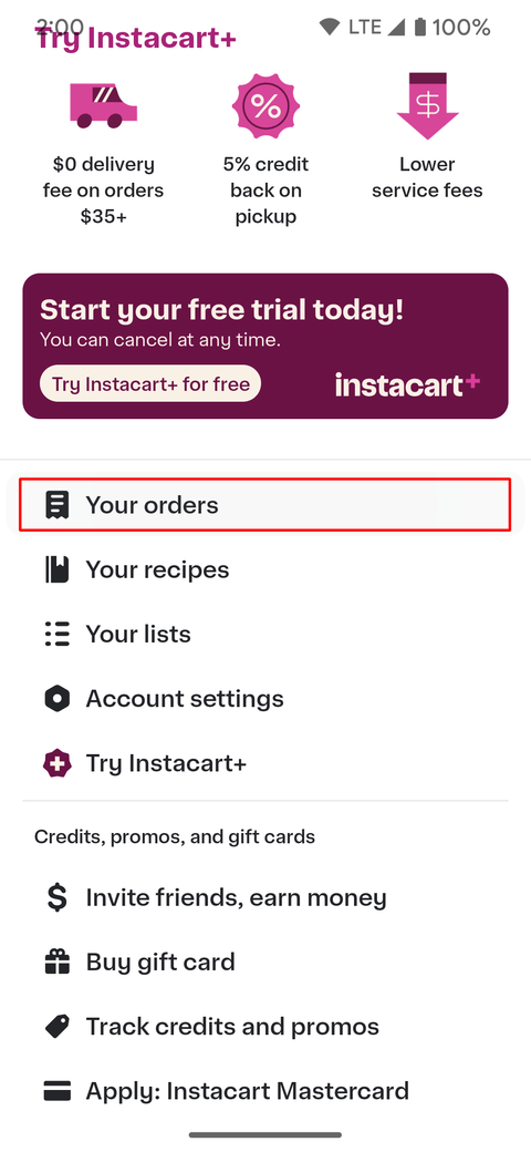 Instacart: How to cancel an order