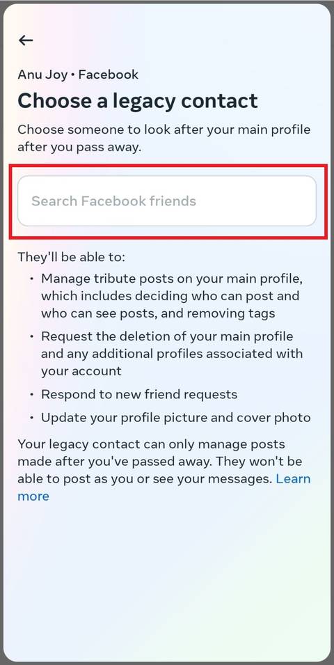 Facebook: How to create a legacy contact