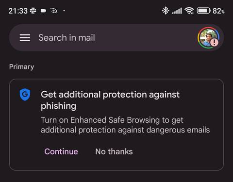 Google is using Gmail to nag you to turn on Enhanced Safe Browsing