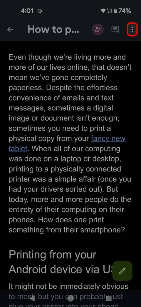 How to print a document from your Android phone or tablet