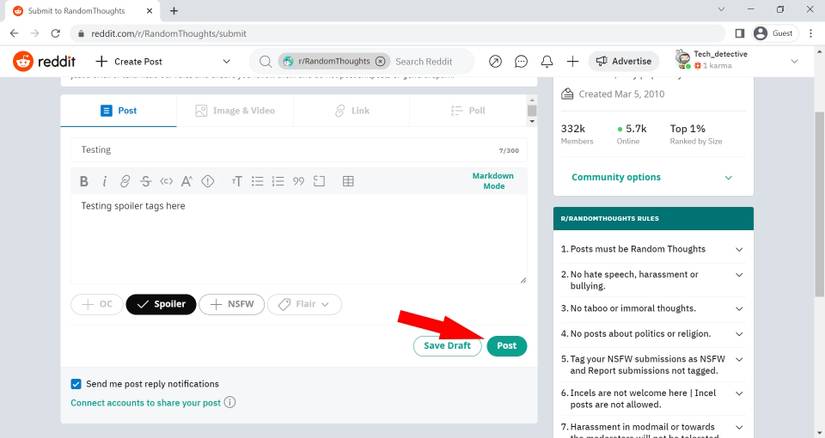 How to add Reddit spoiler tags