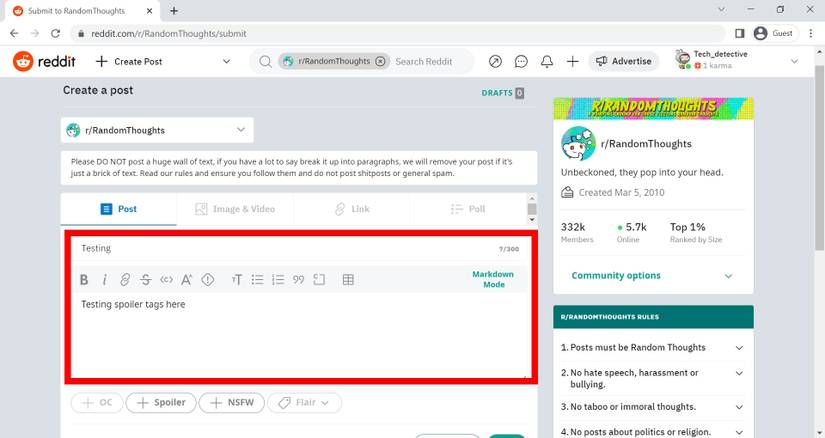 How to add Reddit spoiler tags