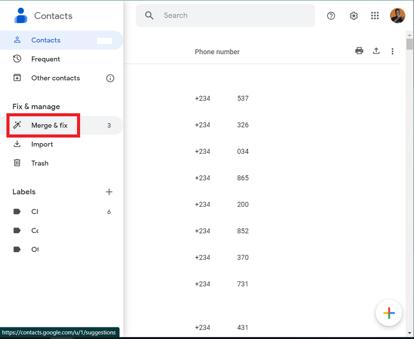 How to merge duplicates in Google Contacts
