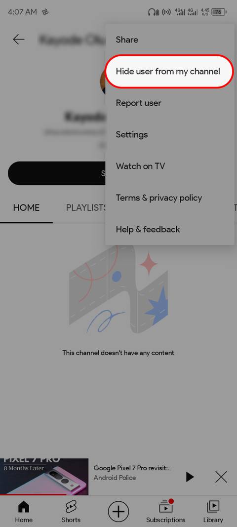How to block a YouTube channel