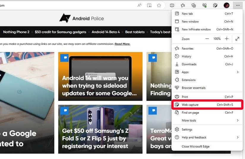 Microsoft Edge: How to use Web select and Web capture