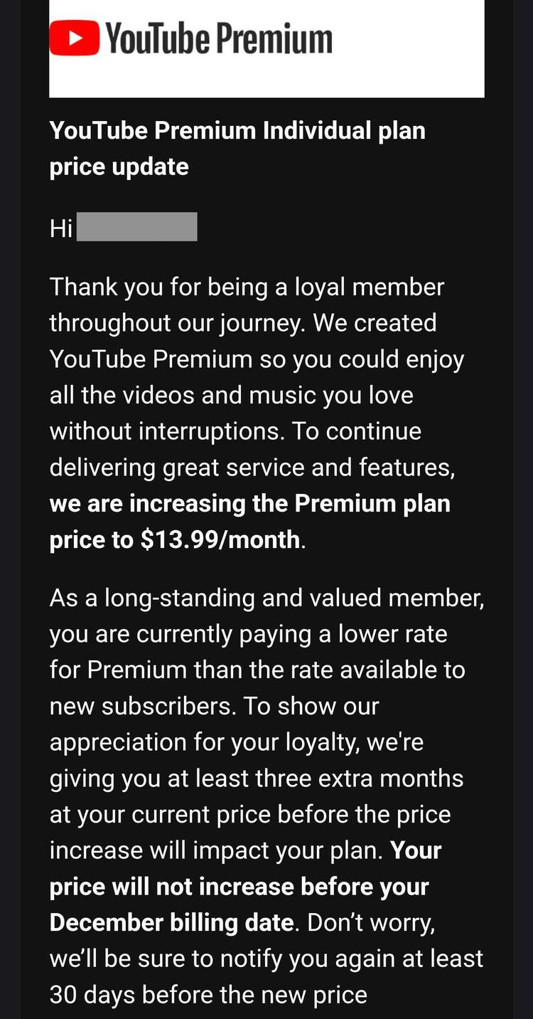 Say goodbye to your grandfathered YouTube Premium account