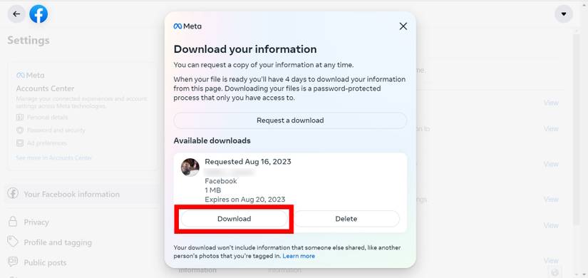 How to download your Facebook data