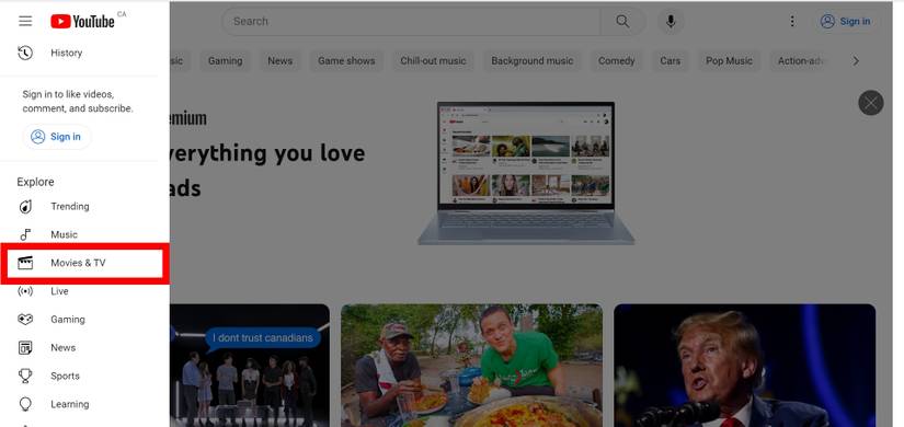 How to watch free movies on YouTube