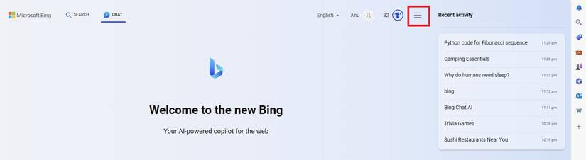 How to delete Bing AI chat history