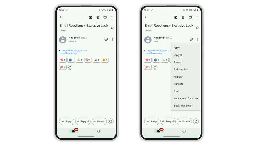 Gmail will soon let you react to emails with an emoji