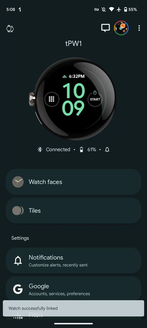 Google wants you to sign in to the Pixel Watch app to access more settings