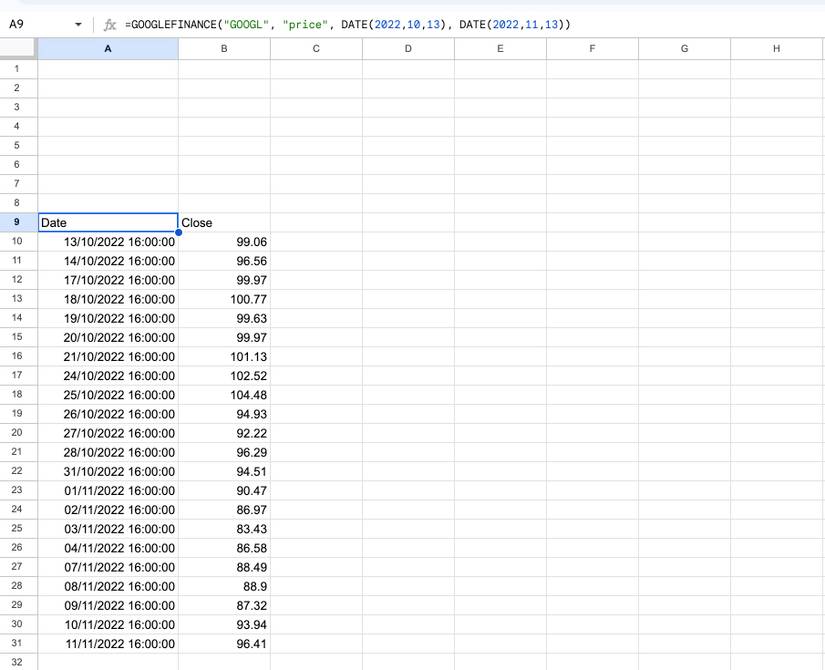How to use Google Sheets to track stock prices