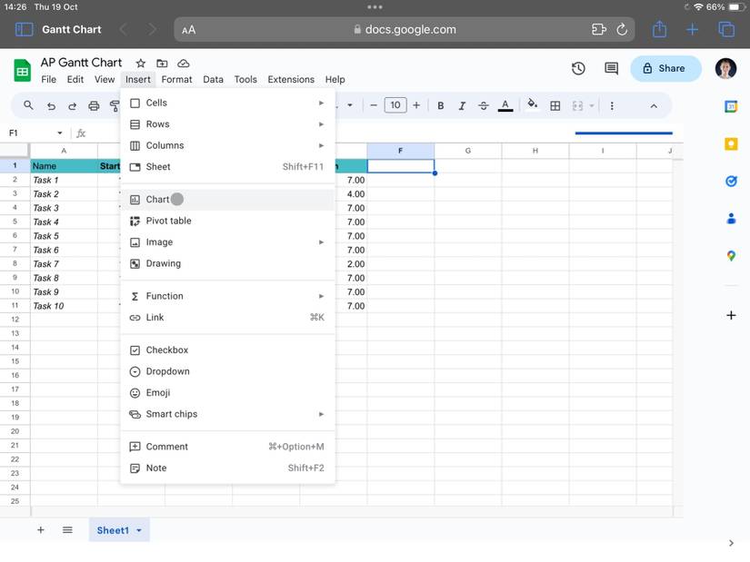 How to make a Gantt chart in Google Sheets