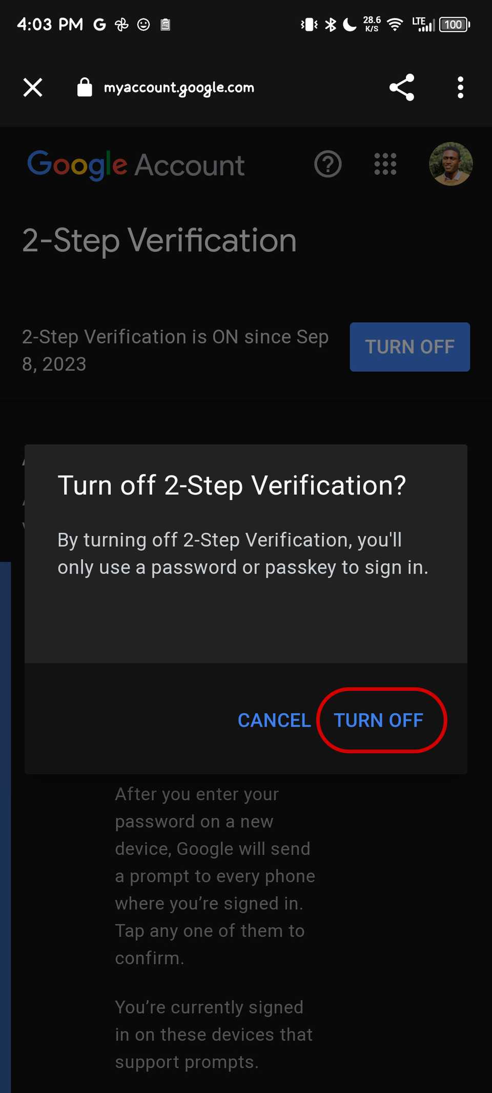 How to turn off Gmail's two-step verification