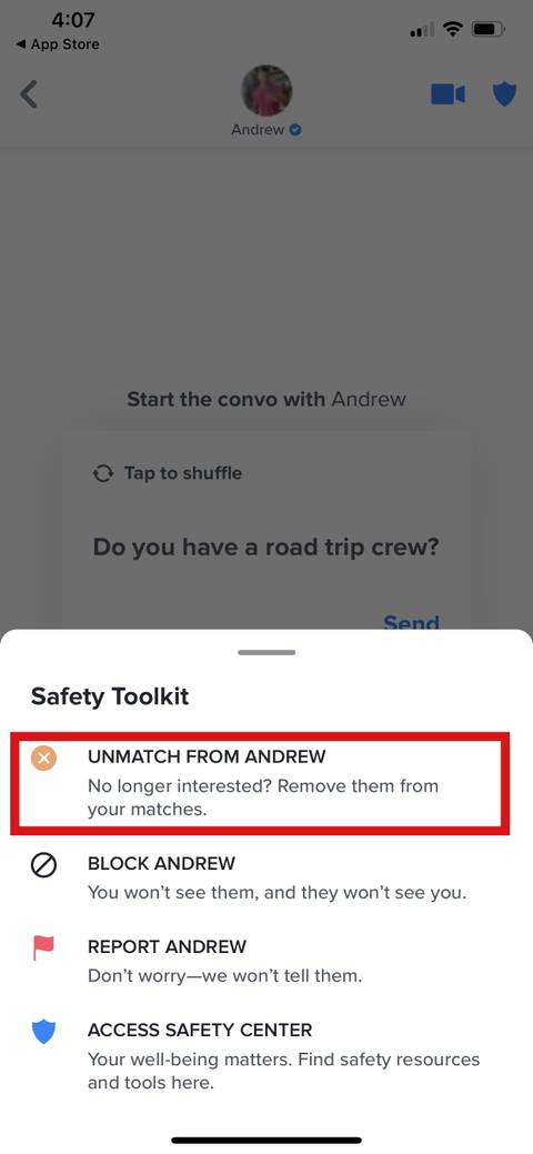 Tinder: How to unmatch