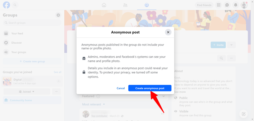 How to post anonymously on Facebook
