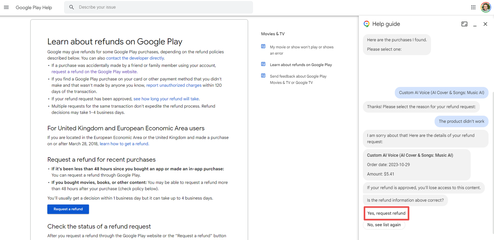 How to get a Google Play Store refund
