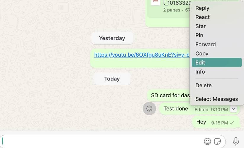 WhatsApp: How to edit a message after you've tapped the send button