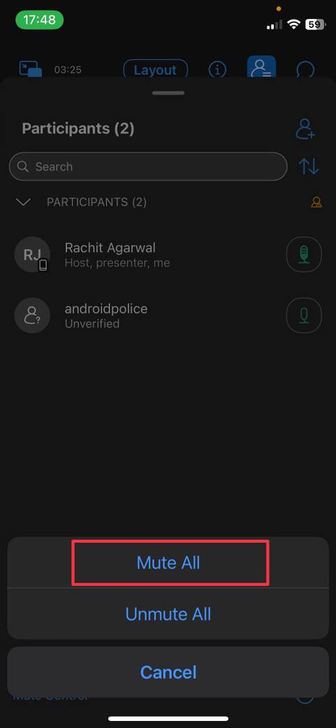 How to mute a Webex participant