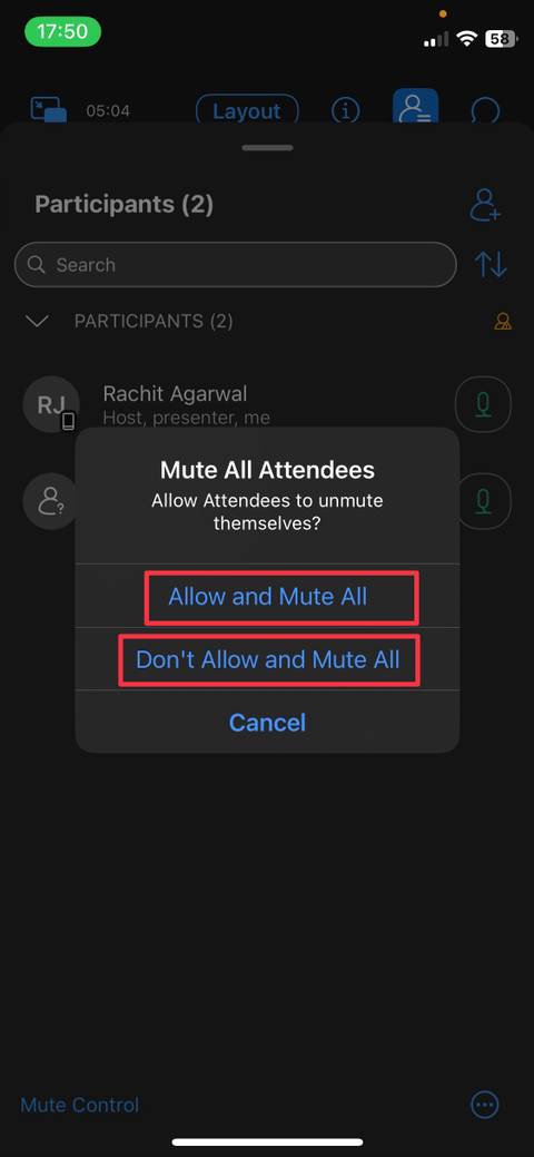 How to mute a Webex participant