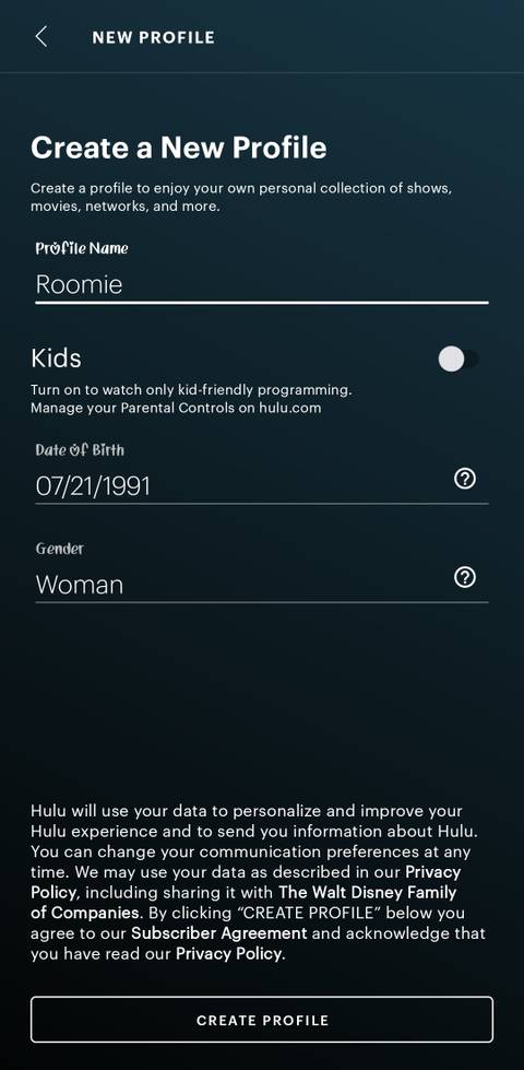 Hulu: How to add or delete a profile