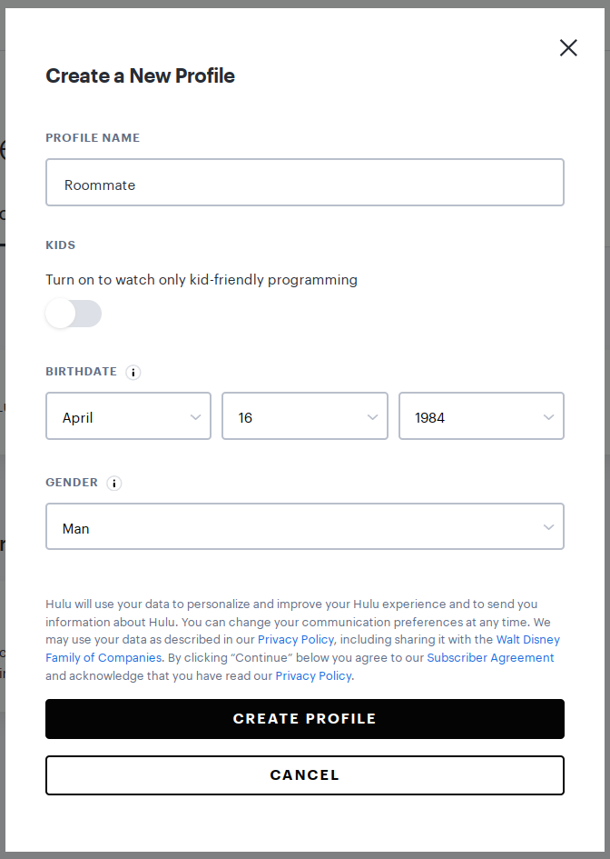 Hulu: How to add or delete a profile
