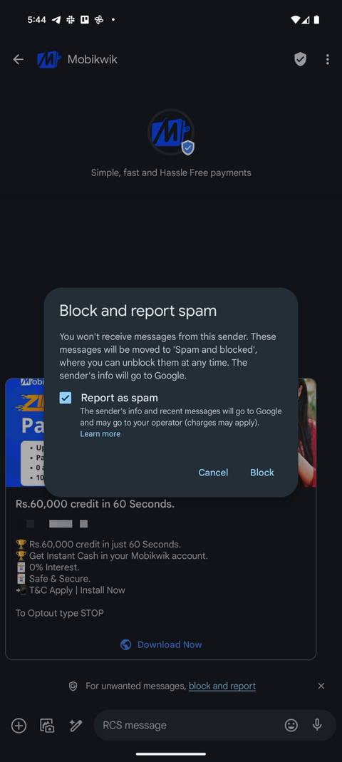 How to quickly block spam texts from email addresses