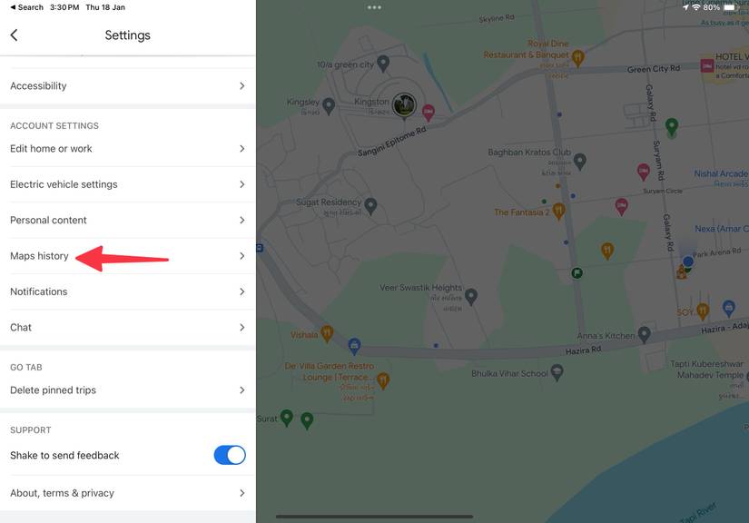 Google Maps: How to delete your history