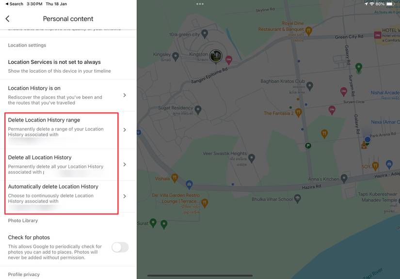 Google Maps: How to delete your history