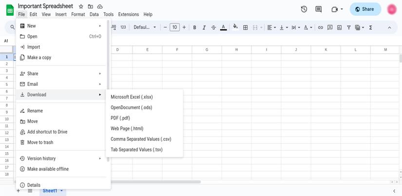 Google Sheets: How to export files