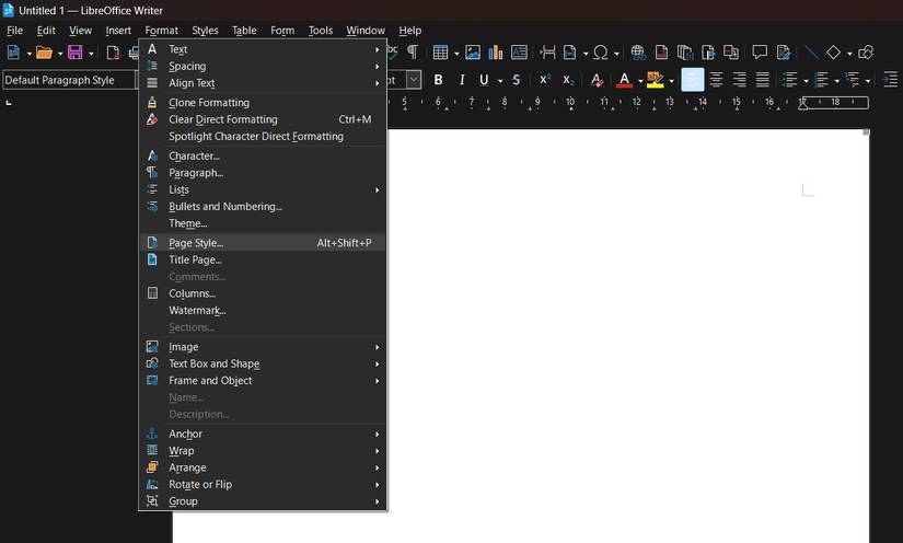 How to change page orientation in LibreOffice