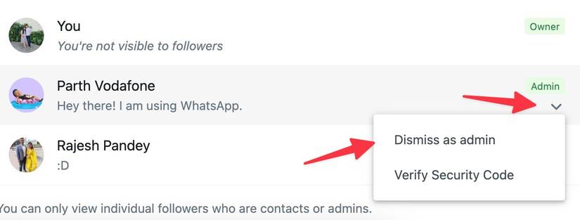 WhatsApp: How to add multiple admins to a channel