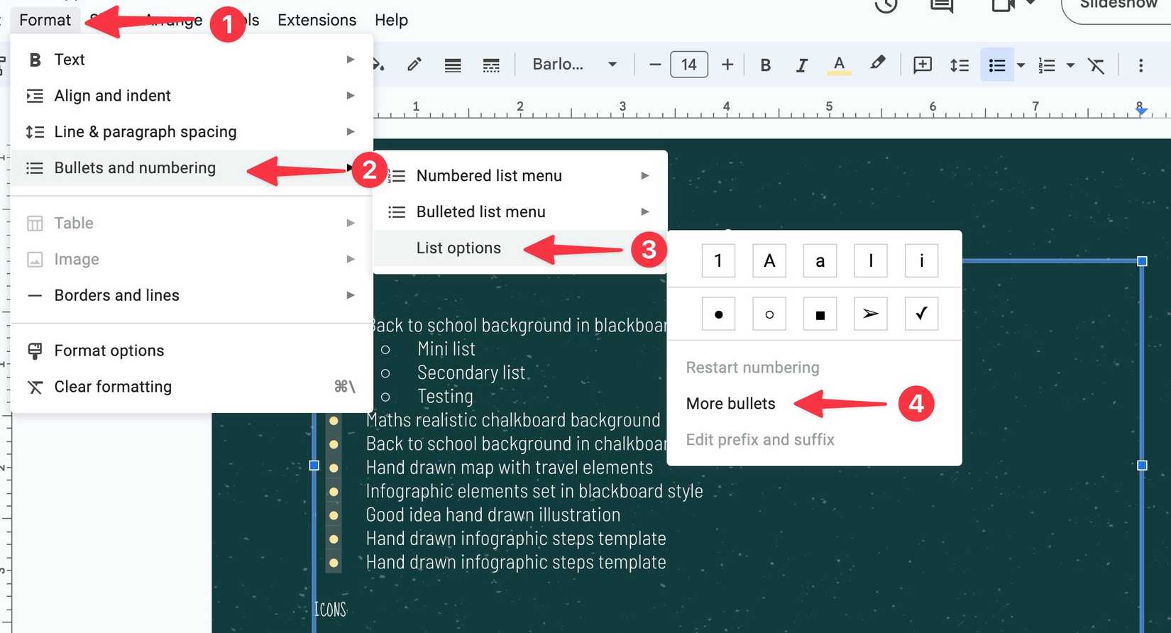 Google Slides: How to add bullet points to your presentation