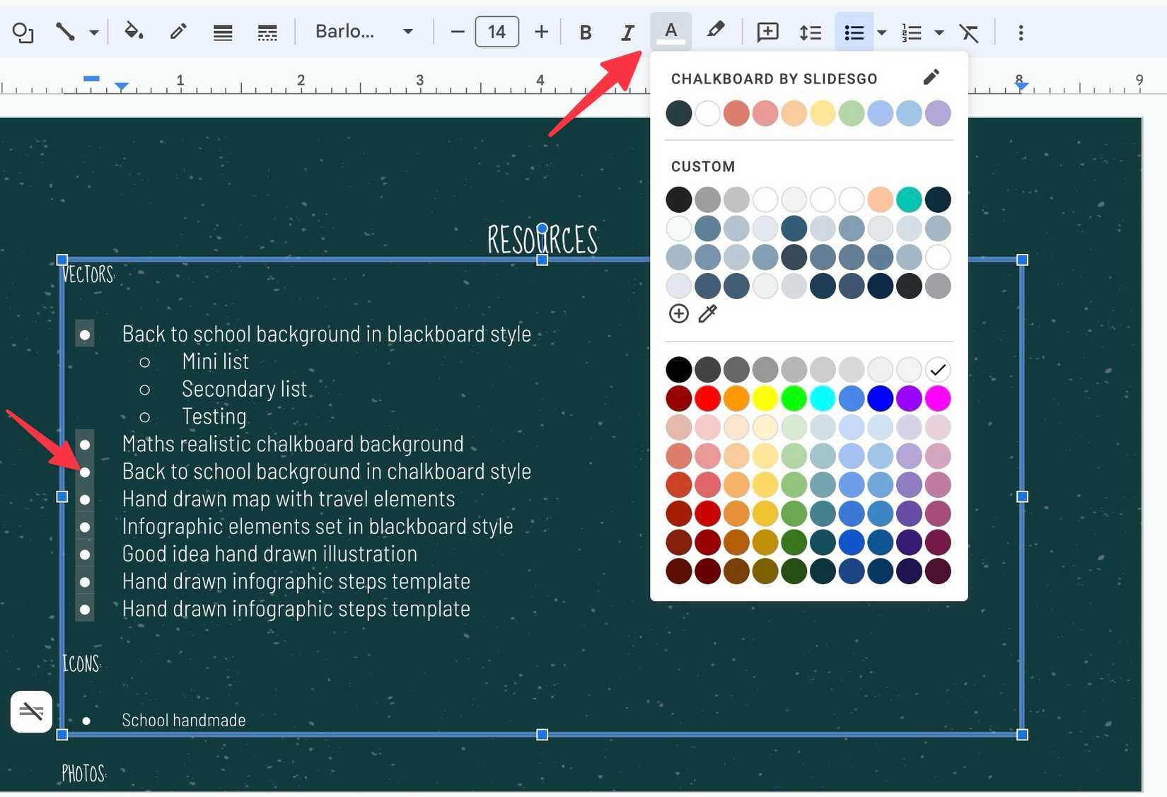 Google Slides: How to add bullet points to your presentation