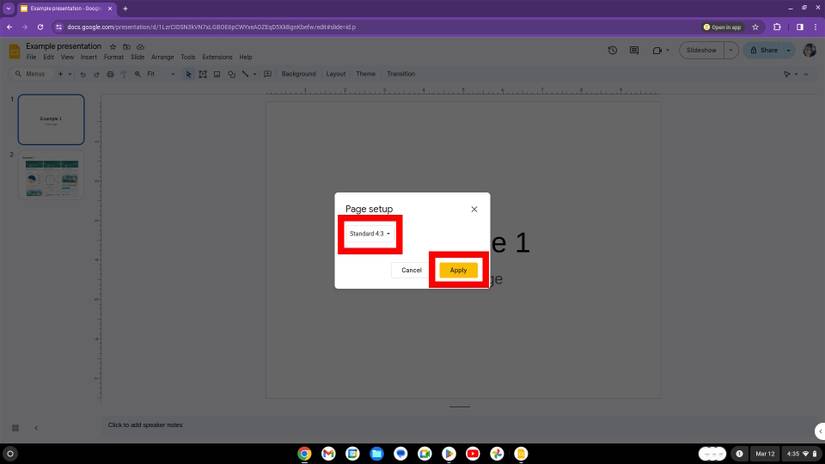 Google Slides: How to change the size of your presentation slides