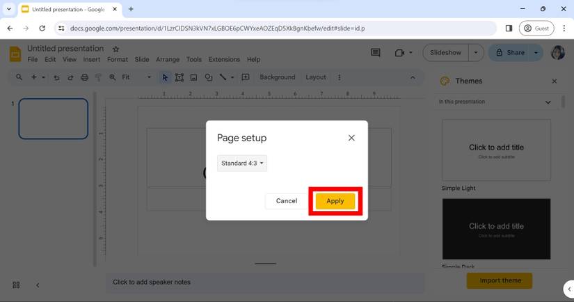 Google Slides: How to change the size of your presentation slides