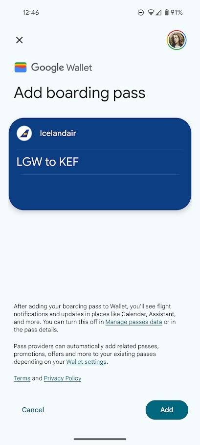 Google Wallet: How to remove boarding passes