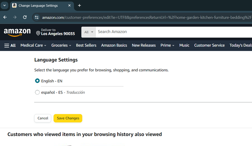 Amazon: How to change the primary language on the web and mobile apps