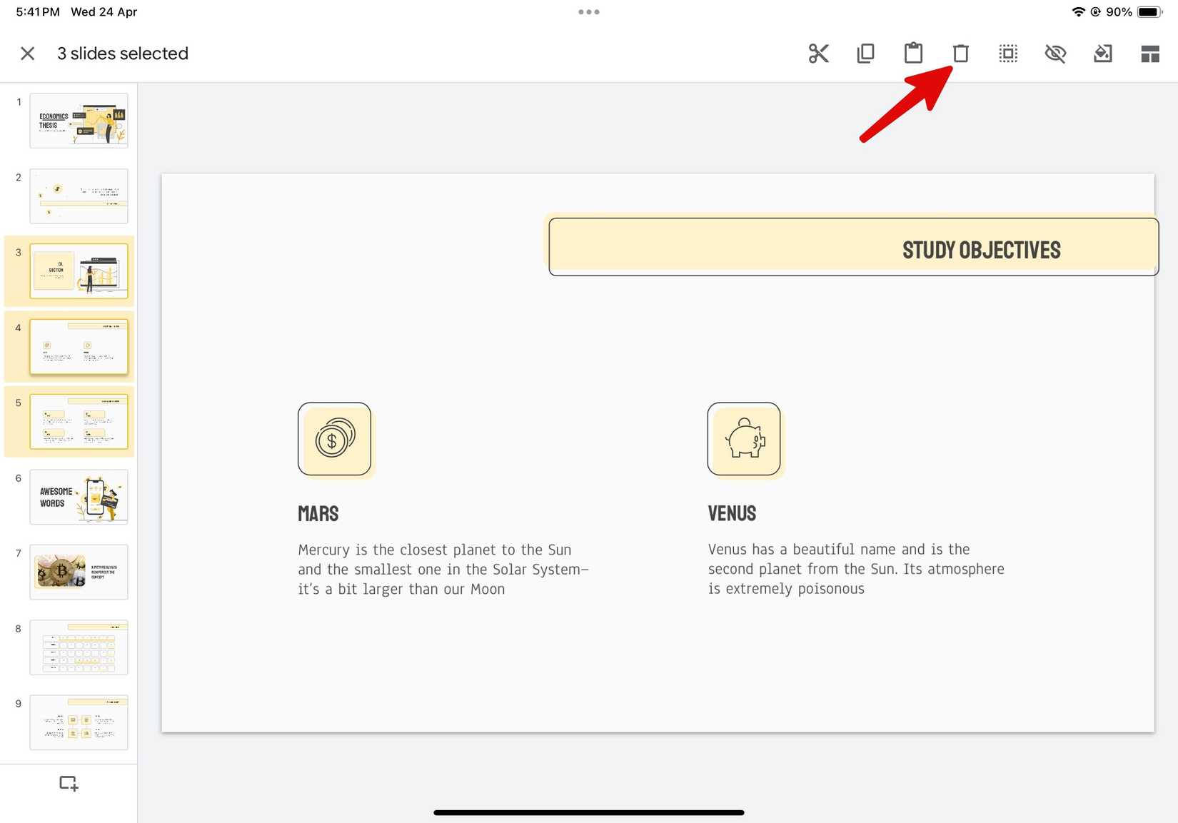 Google Slides: How to delete a slide in your presentation