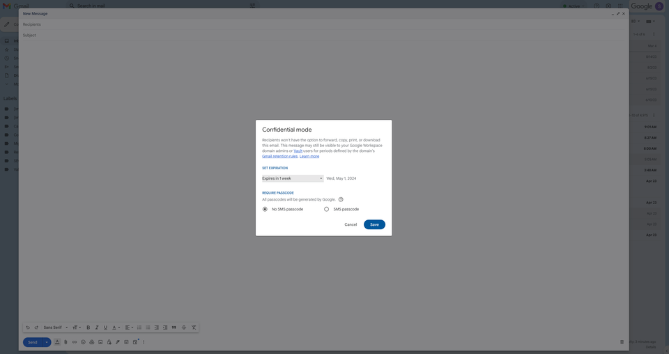 Gmail: How to send a secure email message
