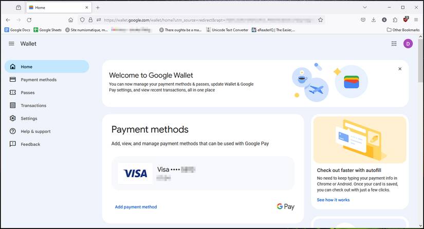 Google Wallet is now available on the web, again