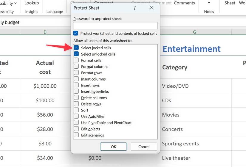 Microsoft Excel: How to lock or unlock a spreadsheet