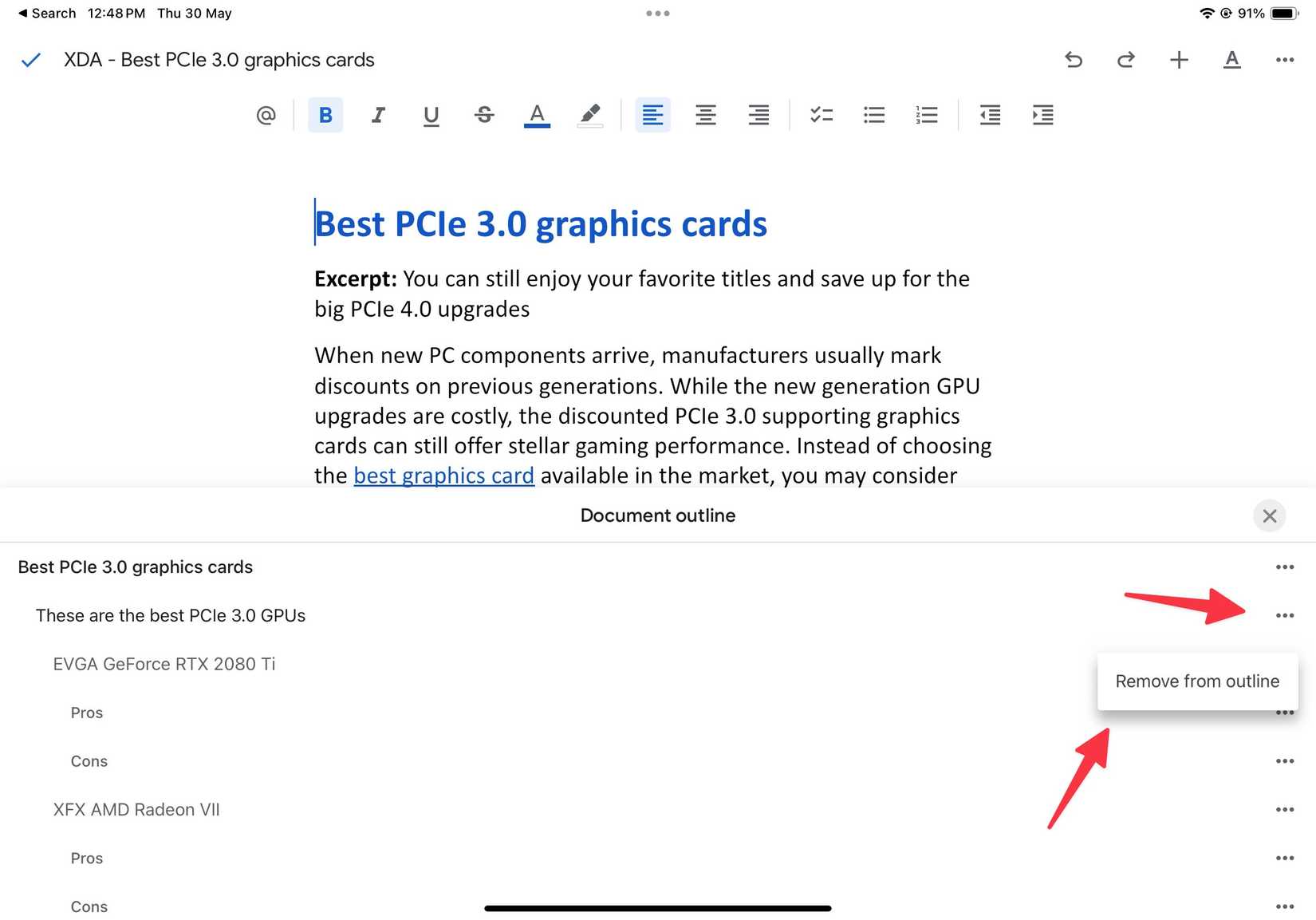 Google Docs: How to create an outline