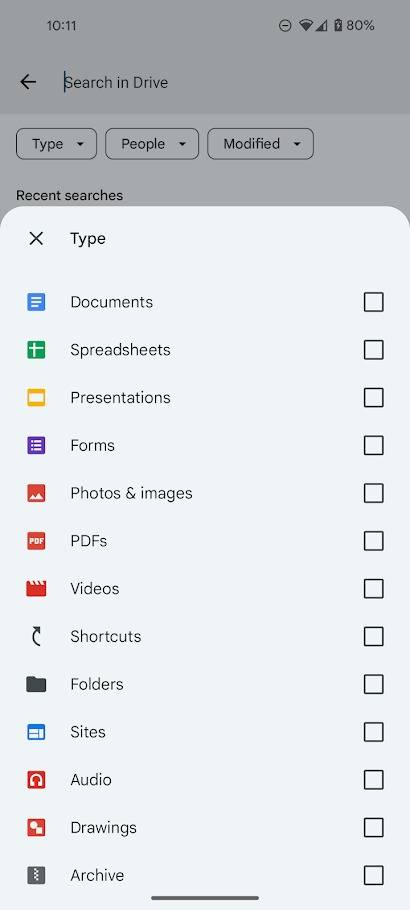 How to use Google Drive search filters on Android and iOS