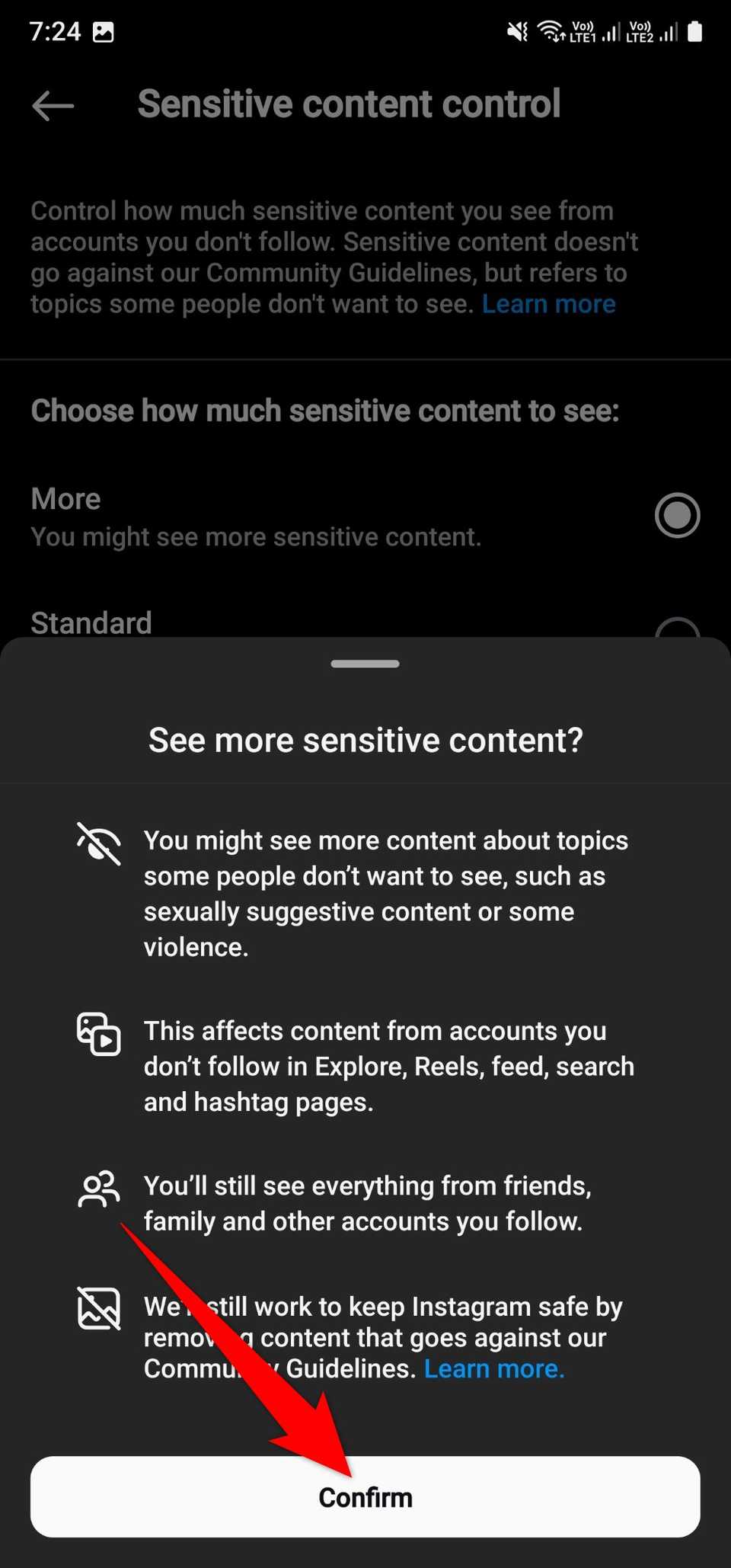 Instagram: How to turn on the Sensitive Content Control
