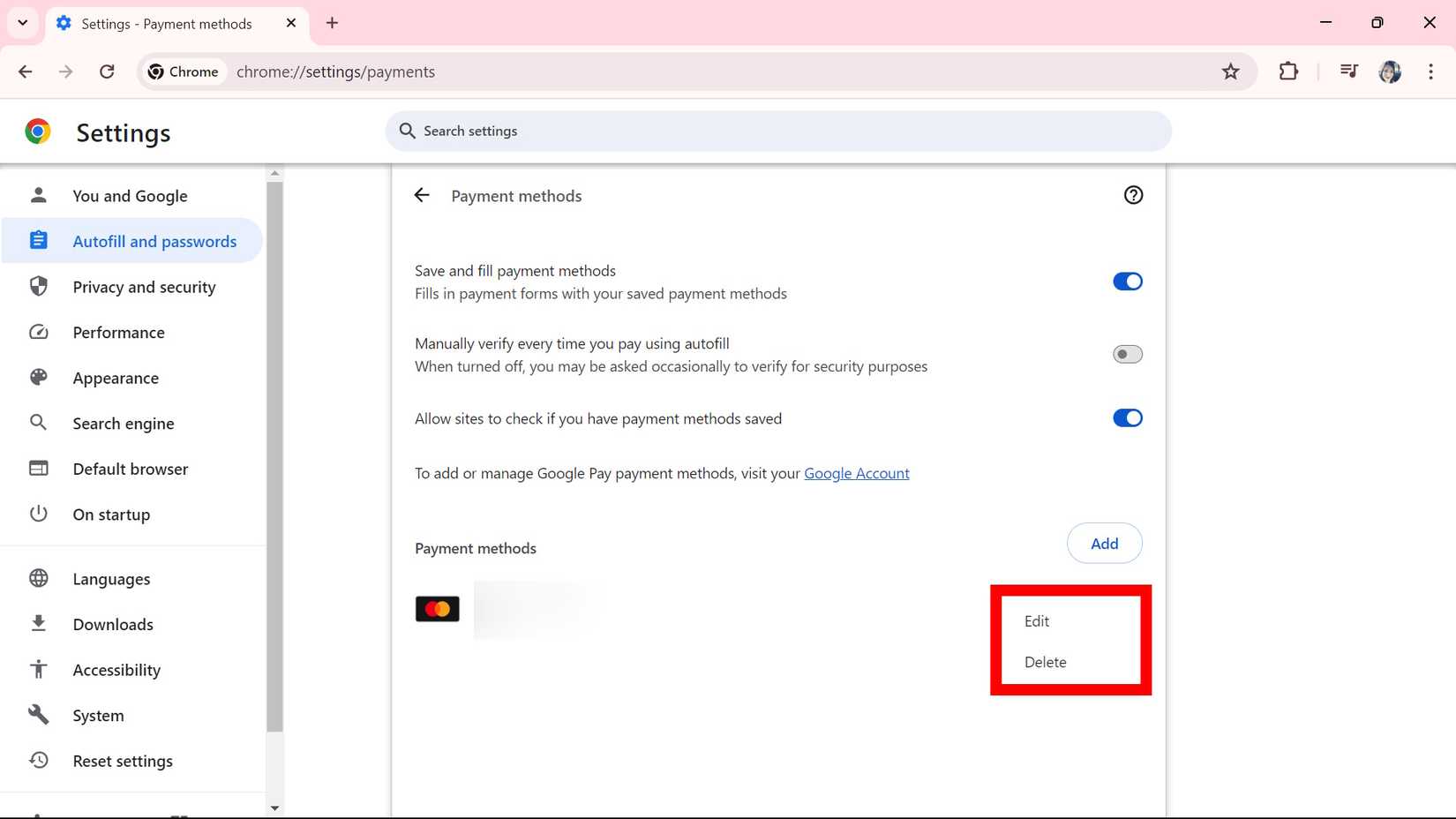 Google Chrome: How to manage your payment methods