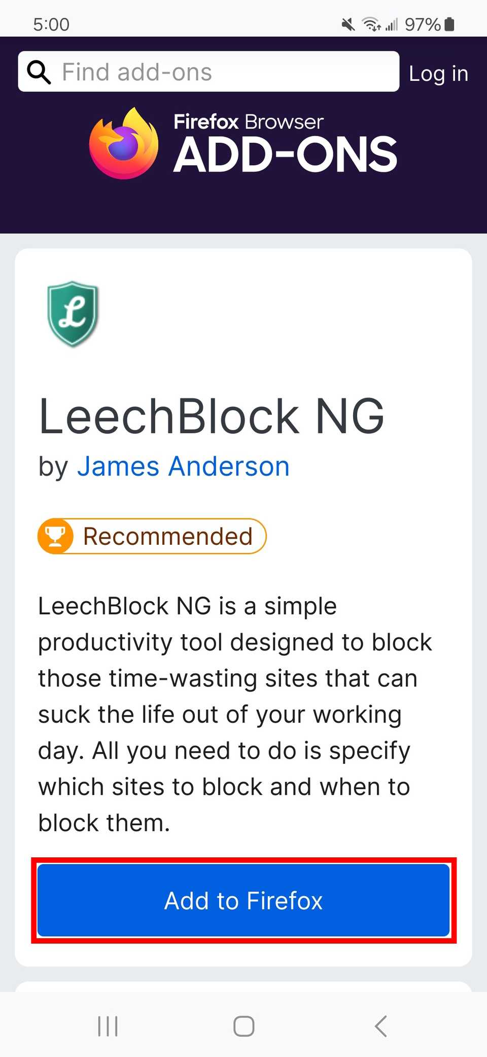 Mozilla Firefox: How to block a specific website