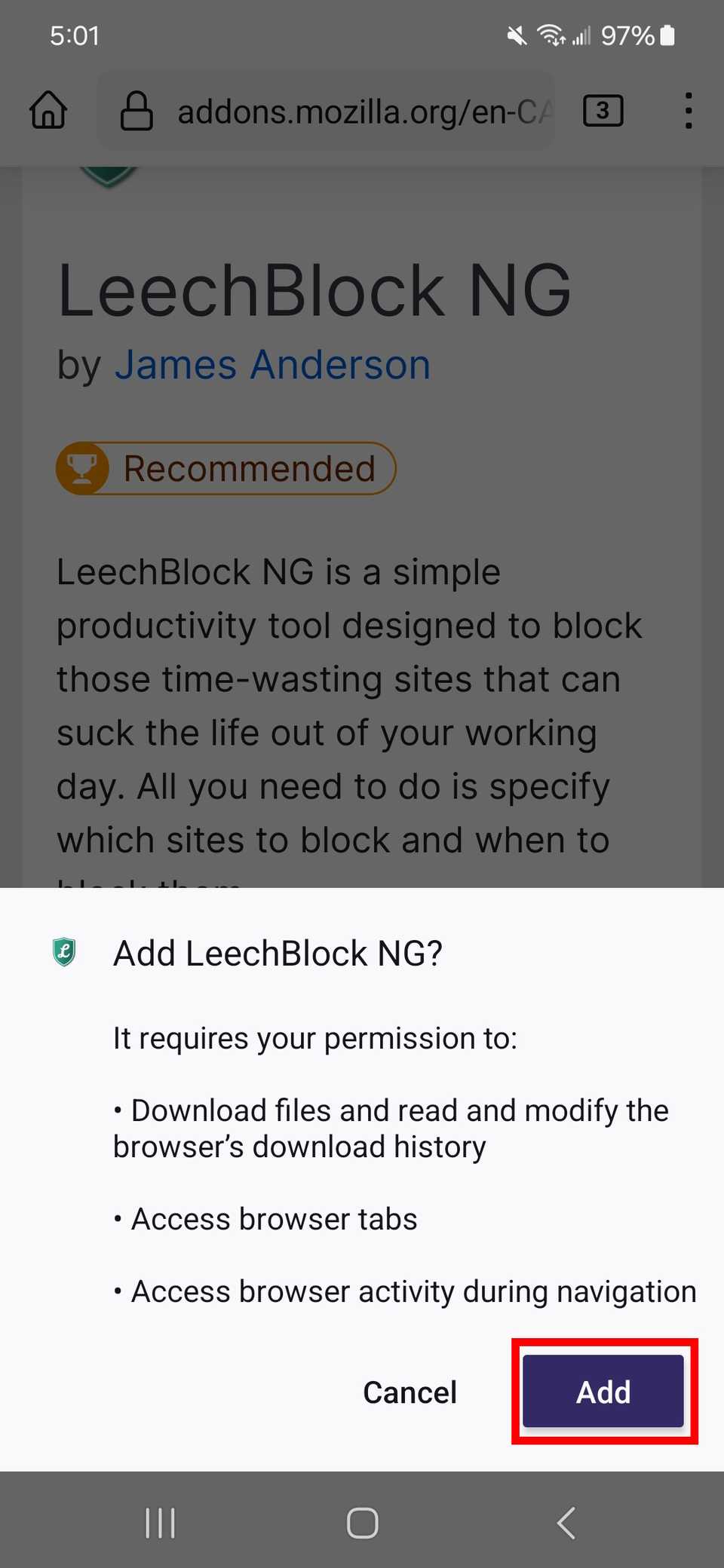 Mozilla Firefox: How to block a specific website
