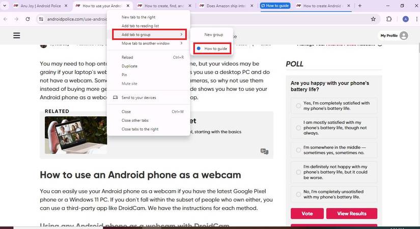 Google Chrome: How to create tab groups